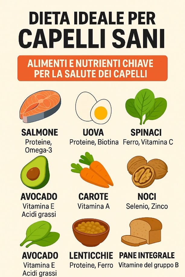 Tutti i nutrienti che si trovano nei cibi che fanno bene ai capelli