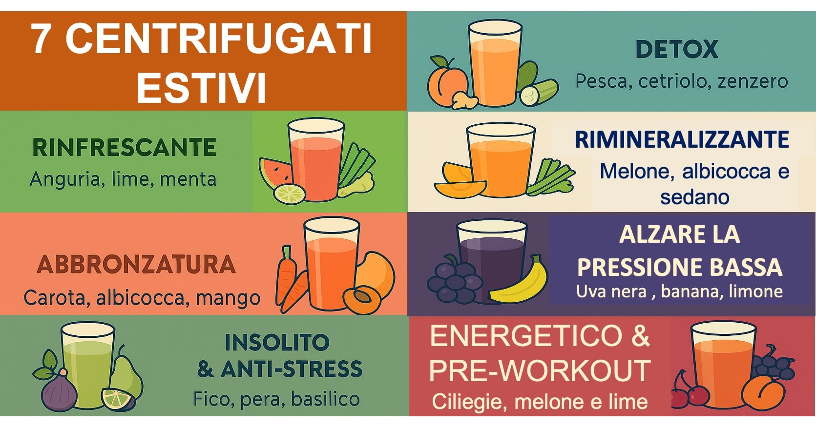 7 ricette di centrifugati estivi detox, abbronzanti, energia, antistress