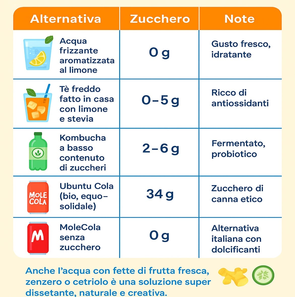 Il contenuto di zucchero delle bibite gassate
