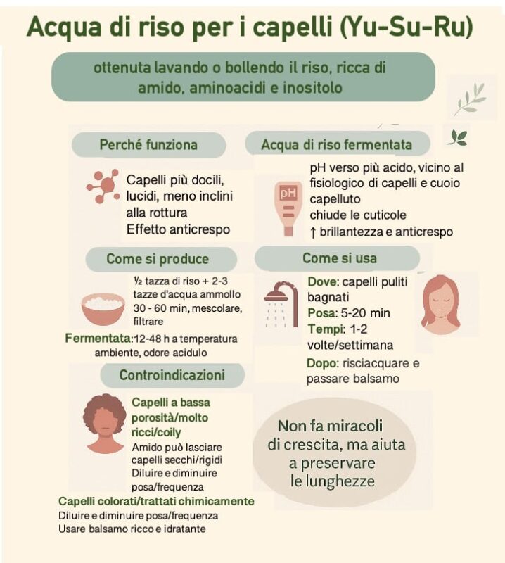 Acqua di riso per capelli: benefici reali, come farla (anche fermentata)