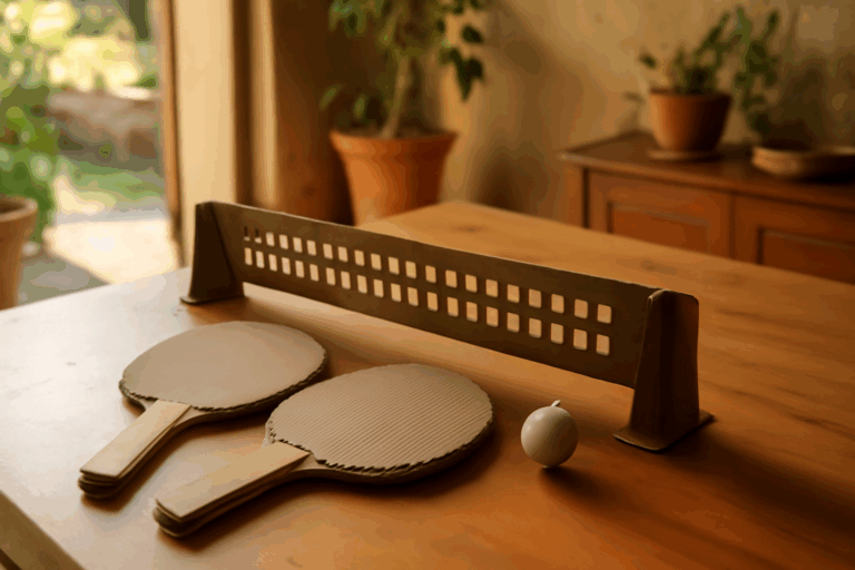 Set da ping-pong con vassoi di cartone